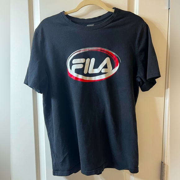 Fila | Shirts | 75 Vintage Fila Mens Medium Black Tee Shirt With ...